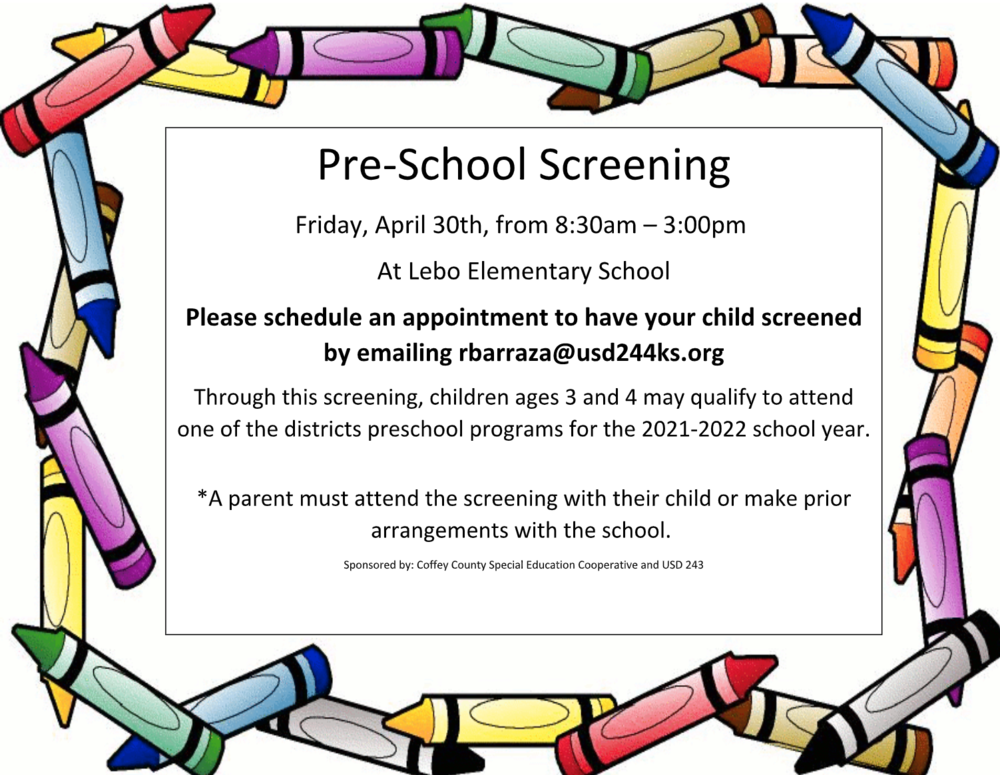USD243 Preschool Screening Waverly Schools USD243 Preschool Screening Waverly Schools
